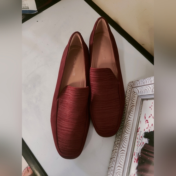 Clarks | Shoes | Clarks Pure Sense Womens Burgundybrownred Nubuck Slip ...